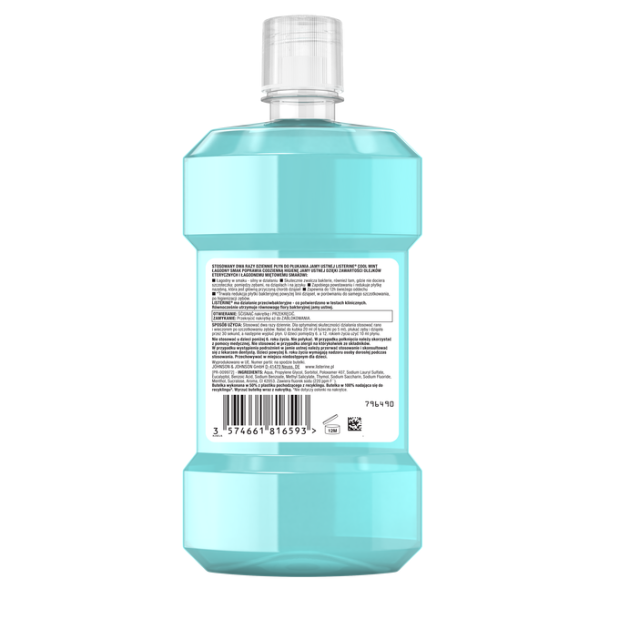 Listerine Cool Mint Płyn do Płukania Jamy Ustnej Łagodny Smak 500ml ...