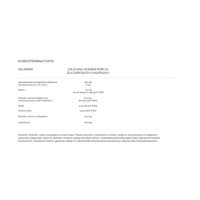MyBestPharm Ferrina Forte + Suplement Diety 60 Kapsułek - sklep Cocolita
