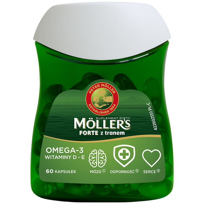 Moller's Forte z Tranem Omega-3 Witaminy D-E Suplement Diety 60 ...