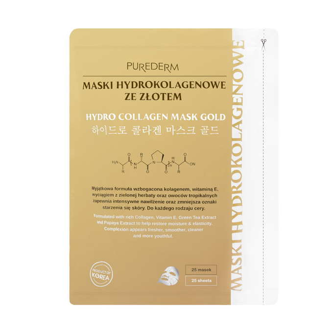 Purederm Maski Hydrokolagenowe ze Złotem 25 Sztuk - sklep Cocolita